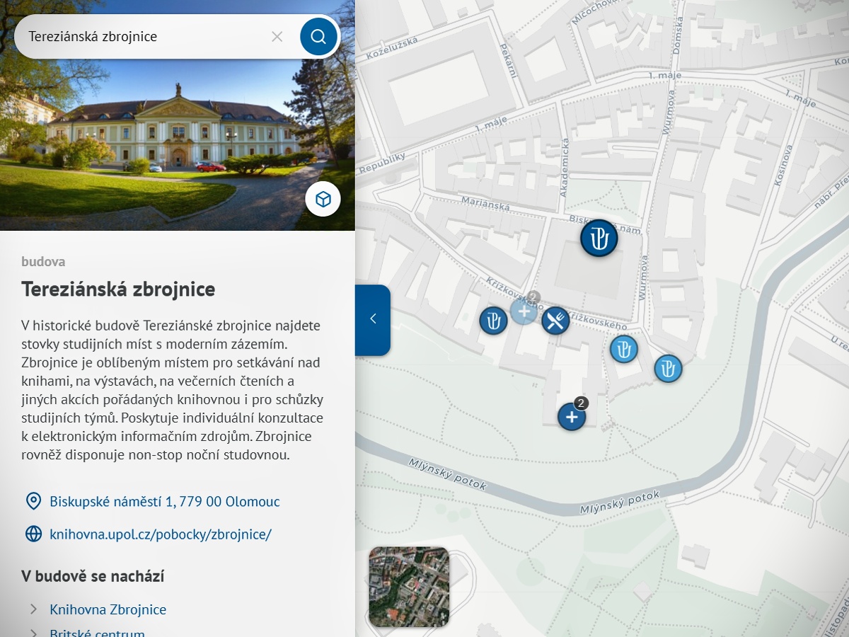 Nová mapa univerzity nabízí vyhledávání kateder i panoramatické snímky ...