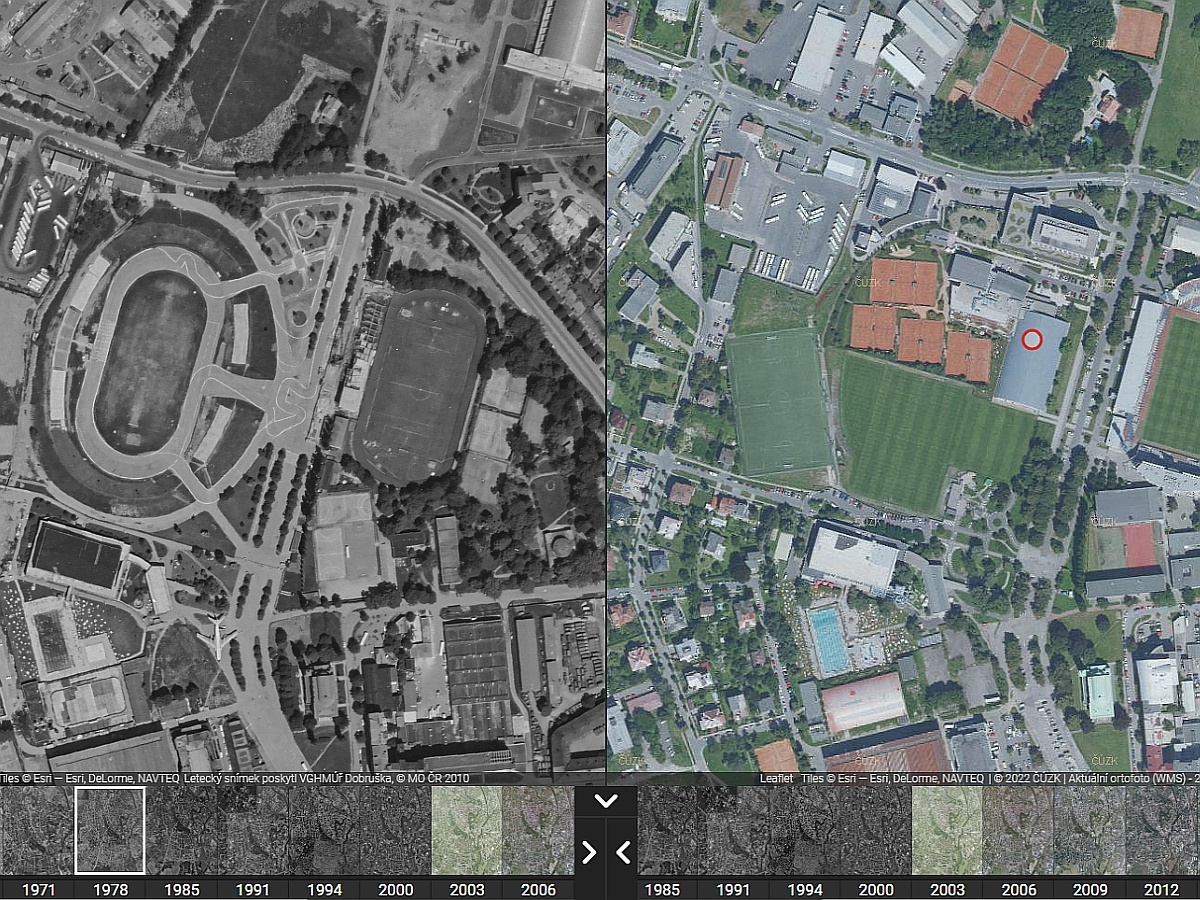 Unique map application compares old aerial images of Olomouc with its ...