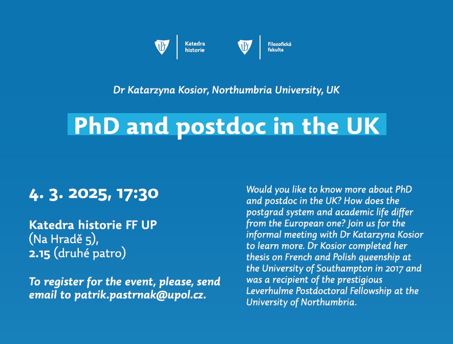 PhD and postdoc in the UK: Palacký University Olomouc