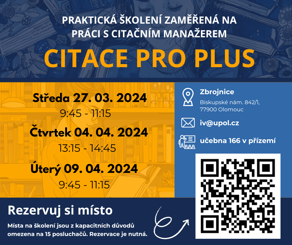 I v letním semestru pro vás máme školení k citacím: Knihovna